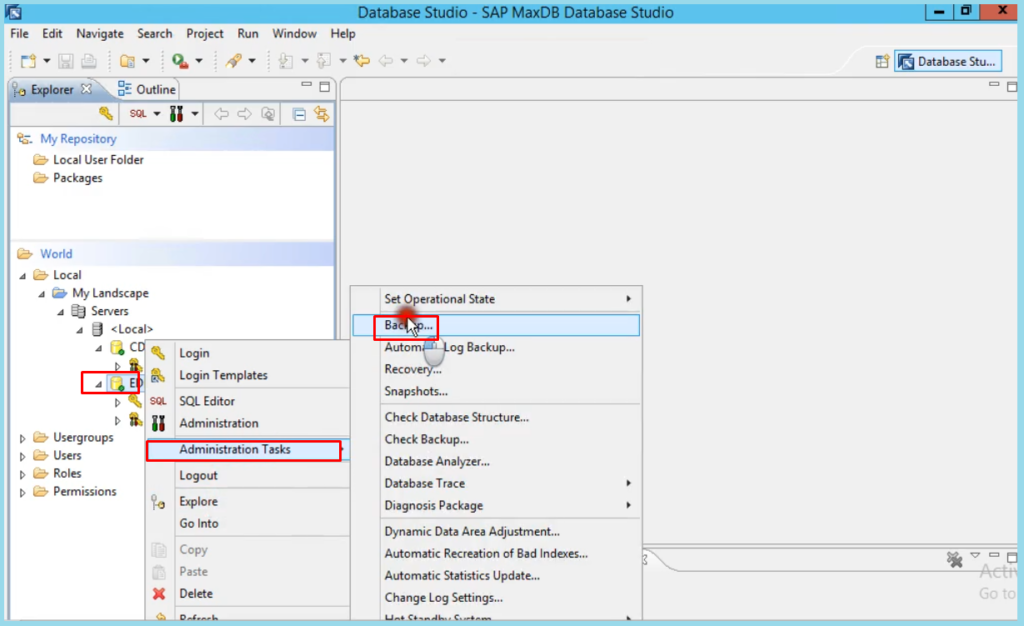 How to generate MAX DB Files Level Backup | ESDS
